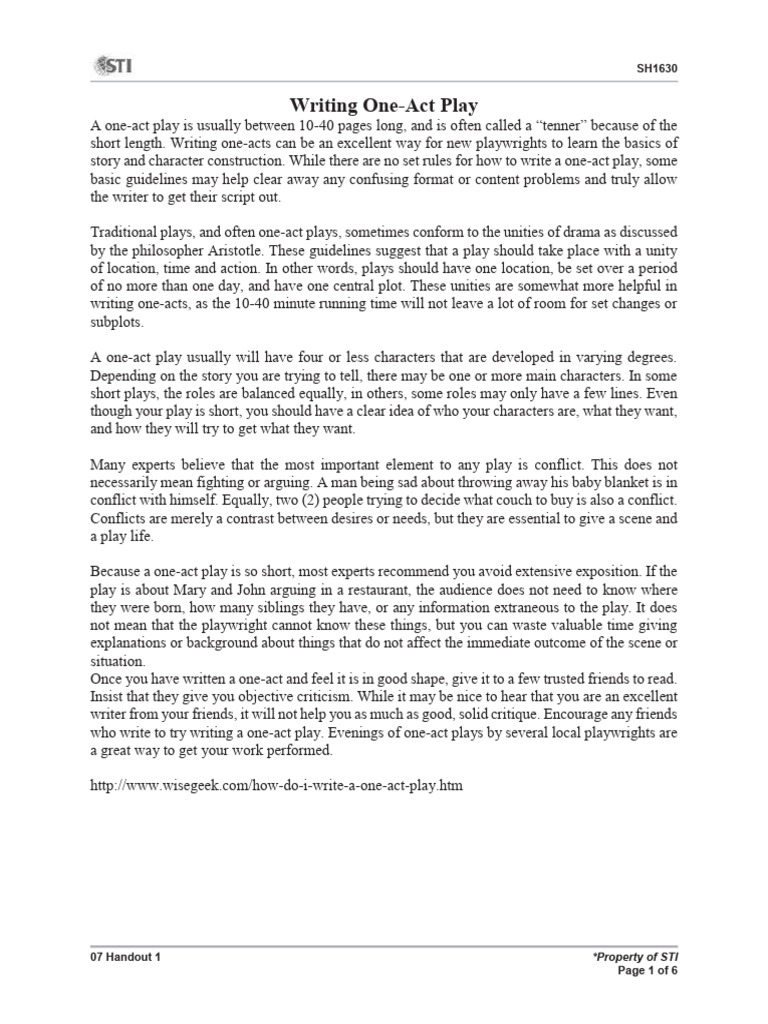 Writing One-Act Play | PDF