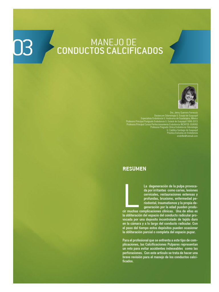 Manejo de Conductos Calcificados en Endodoncia | PDF | Especialidades ...