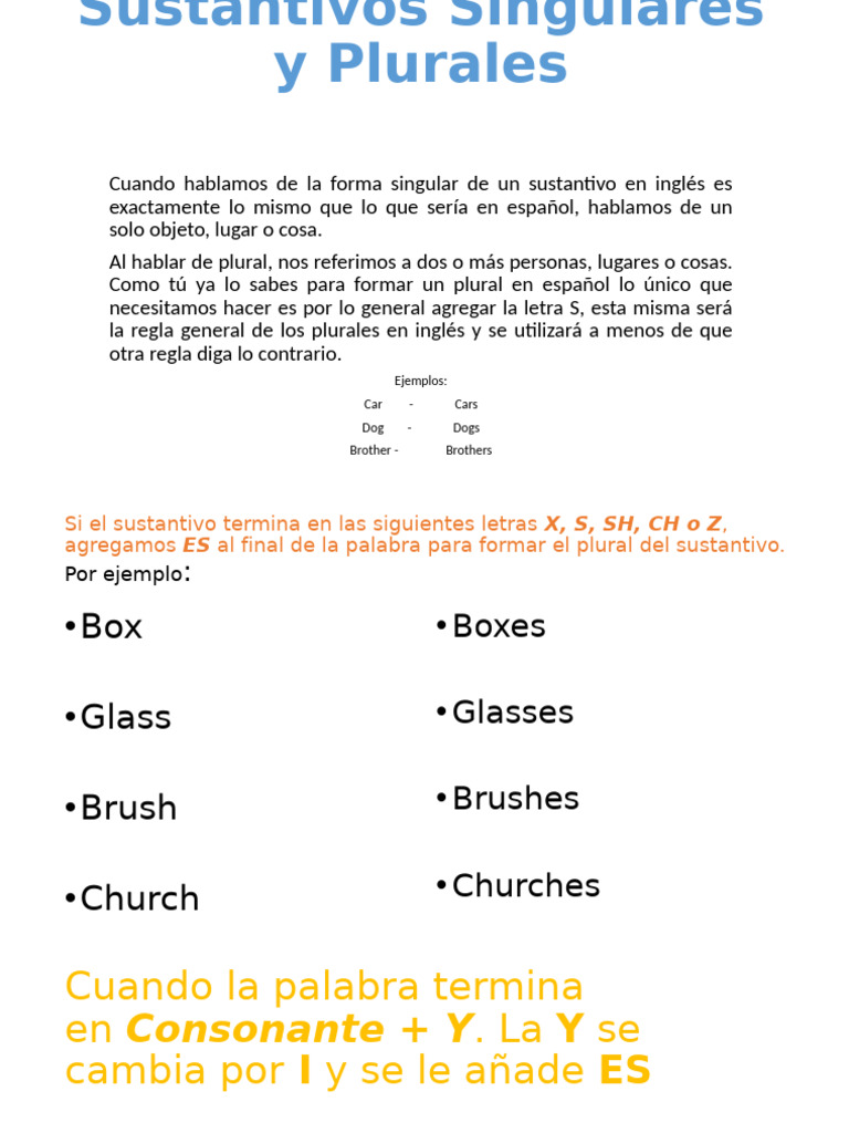 Sustantivos Singulares y Plurales 1 | PDF