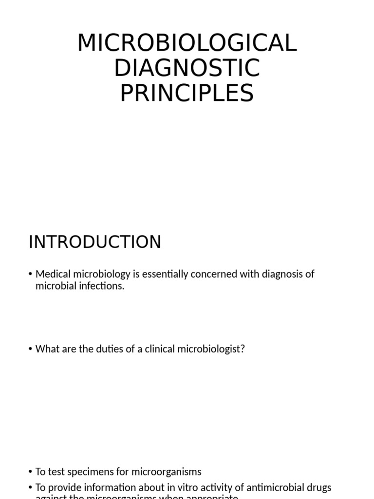 MICROBIOLOGICAL DIAGNOSTIC PRINCIPLES (1) | PDF