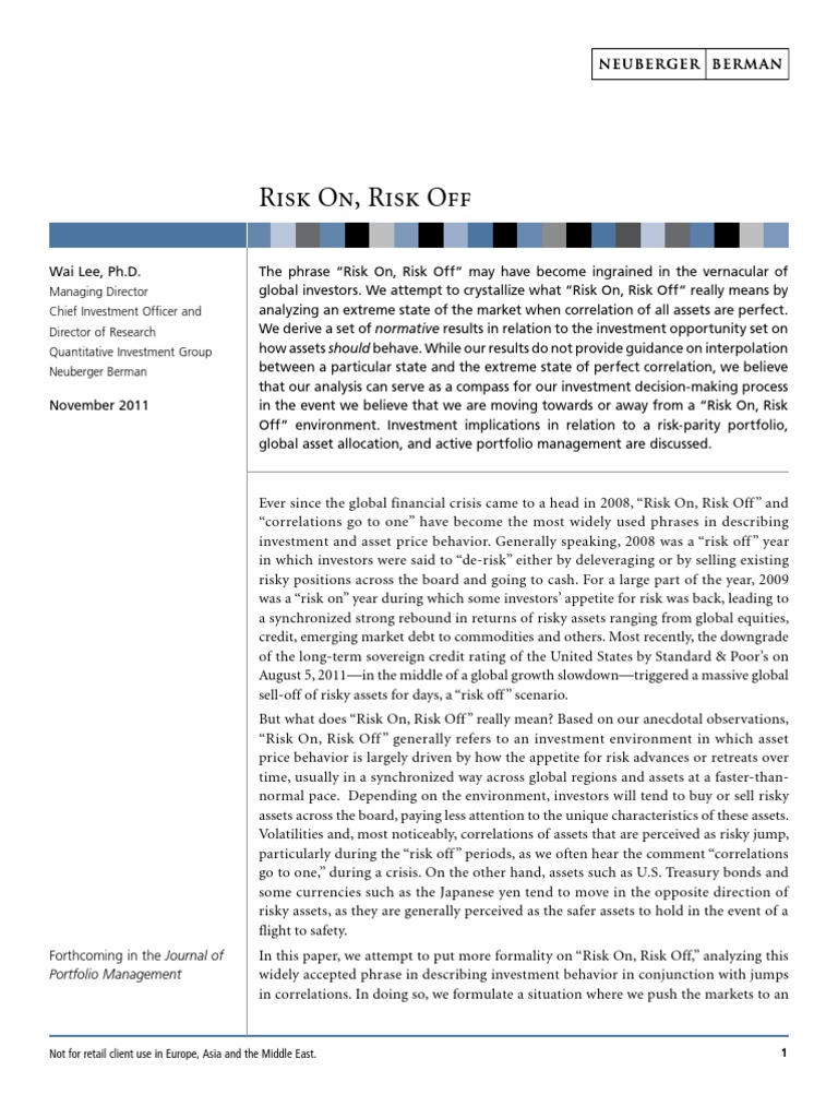 Risk On Risk Off 1 | PDF | Sharpe Ratio | Investing
