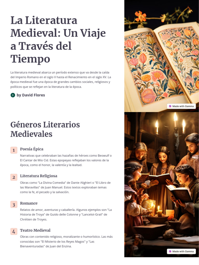 La Literatura Medieval Un Viaje A Traves Del Tiempo | PDF | Literatura ...