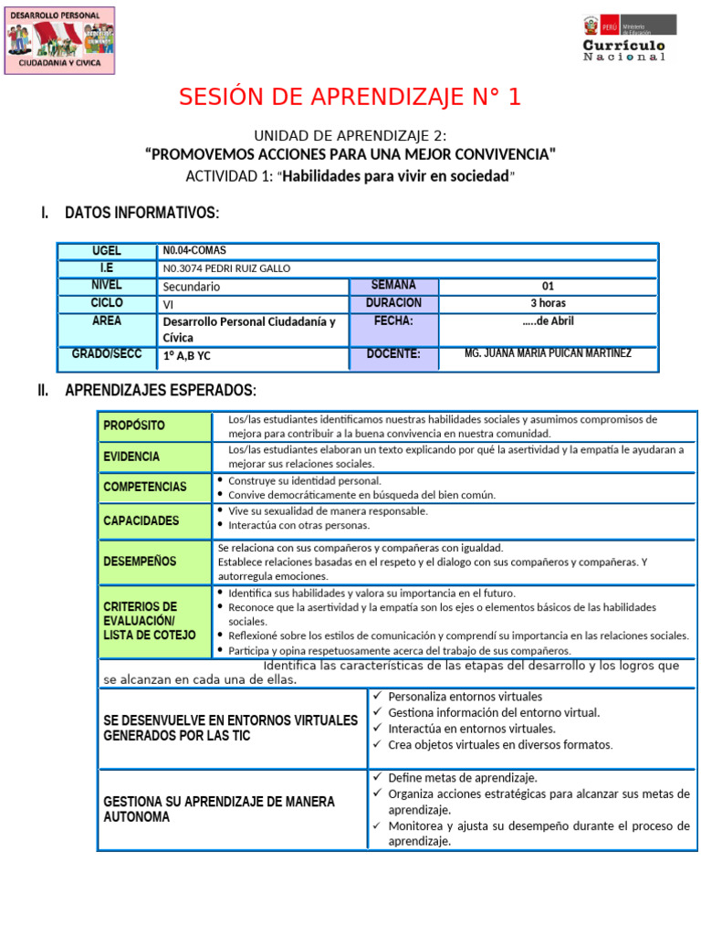 1º DPCC Ses 1 Uni 2 Sem 01 - 2024 | PDF