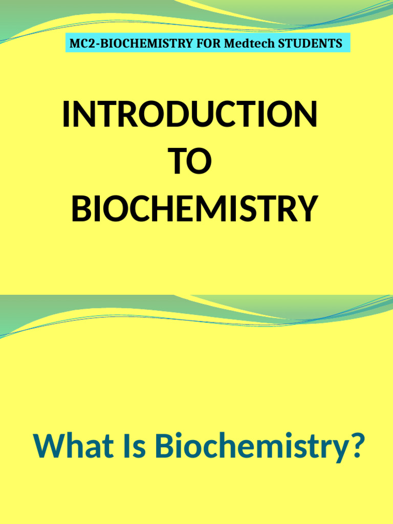 Introduction To Biochemistry 2 (Lesson 1) | PDF