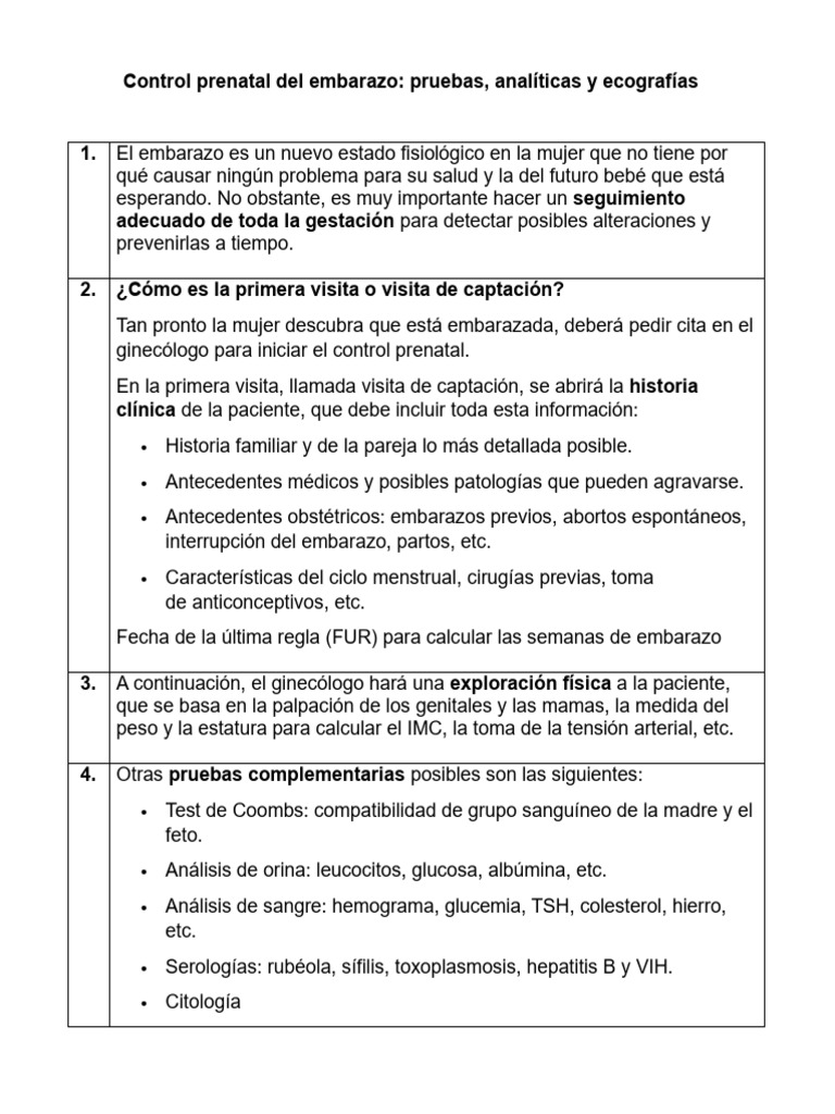 Control Prenatal Del Embarazo | PDF