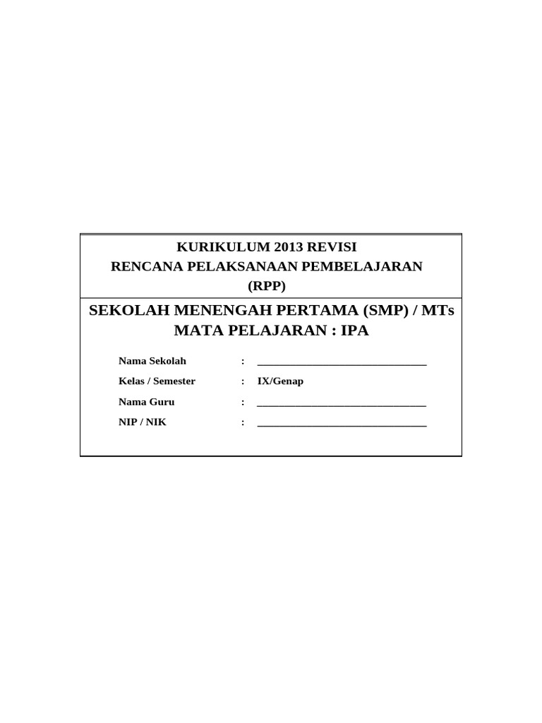 RPP Semester 2 | PDF
