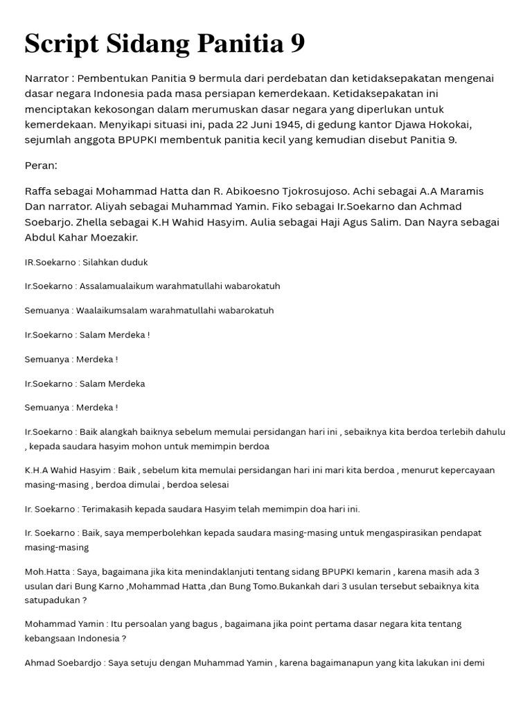 Script Sidang Panitia 9 | PDF