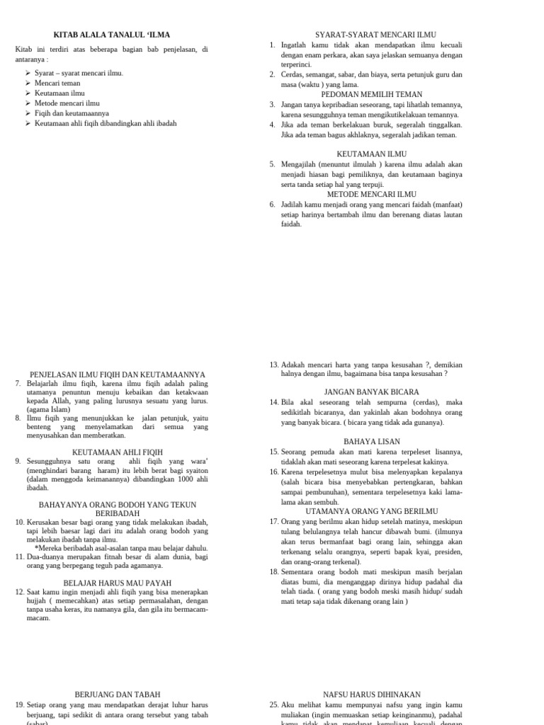 Kitab ALALA TANALUL | PDF