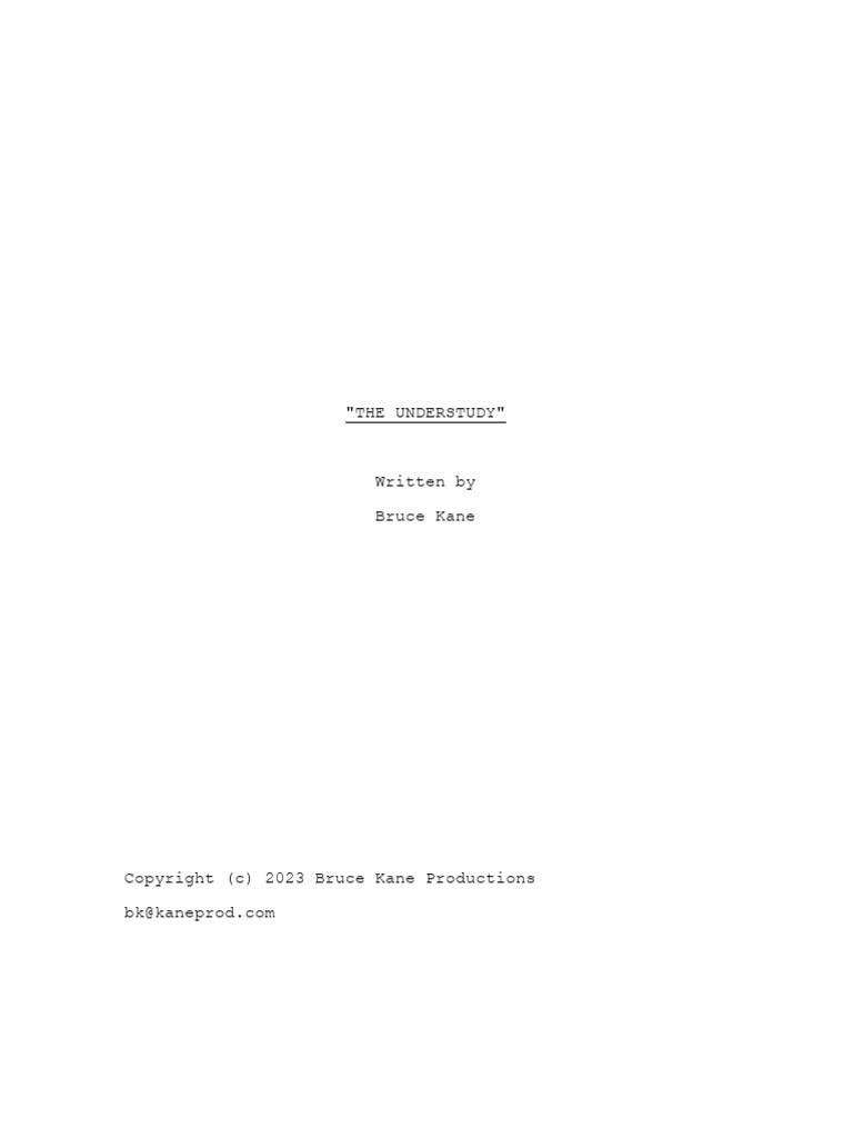 Understudy - Script - Bruce Kane | PDF