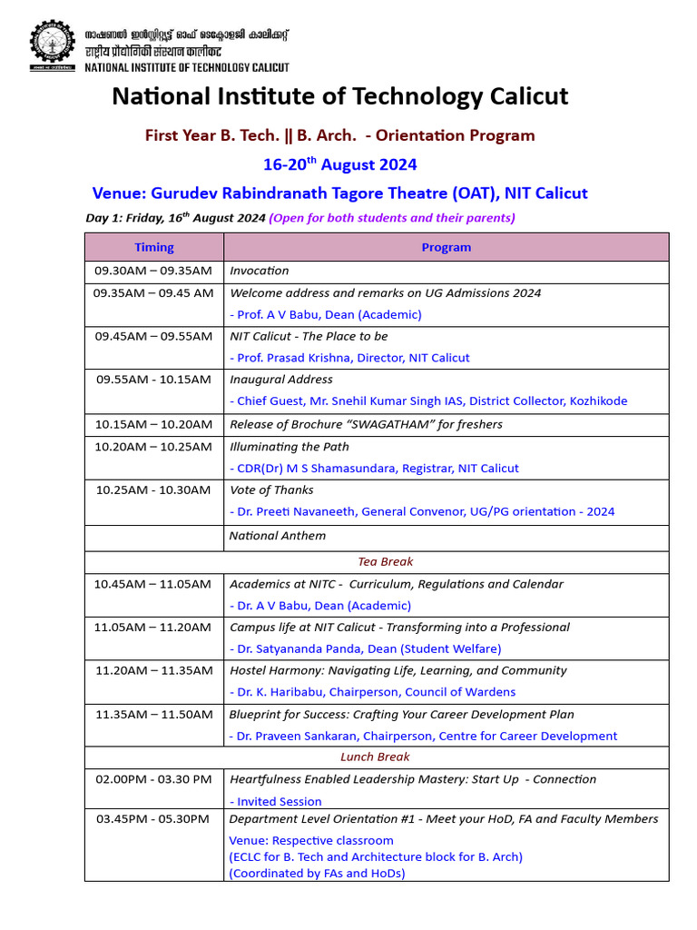 Orientation Program UG 2024 | PDF