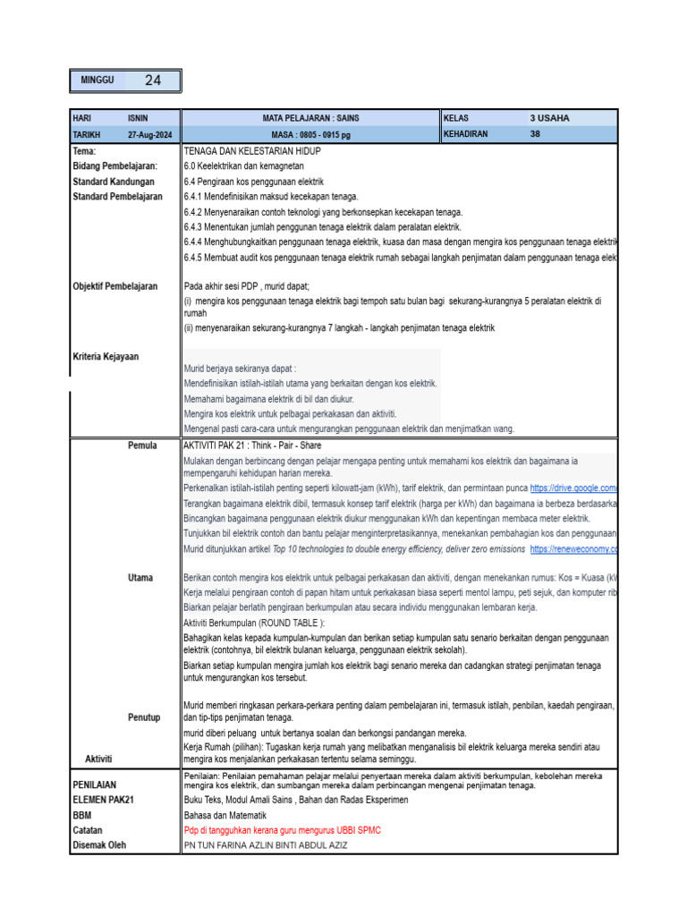 eRPH MINGGU 24 - 2024 | PDF | Power (Physics) | Science & Mathematics