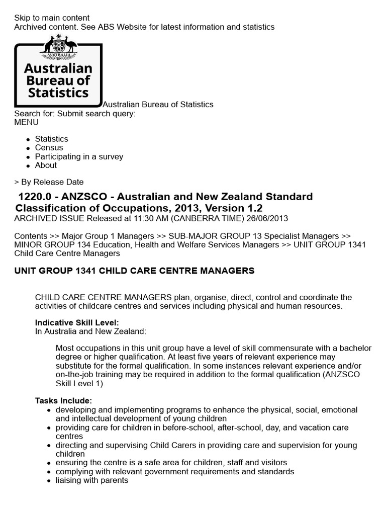 1220.0 - ANZSCO - Australian and New Zealand Standard Classification of ...