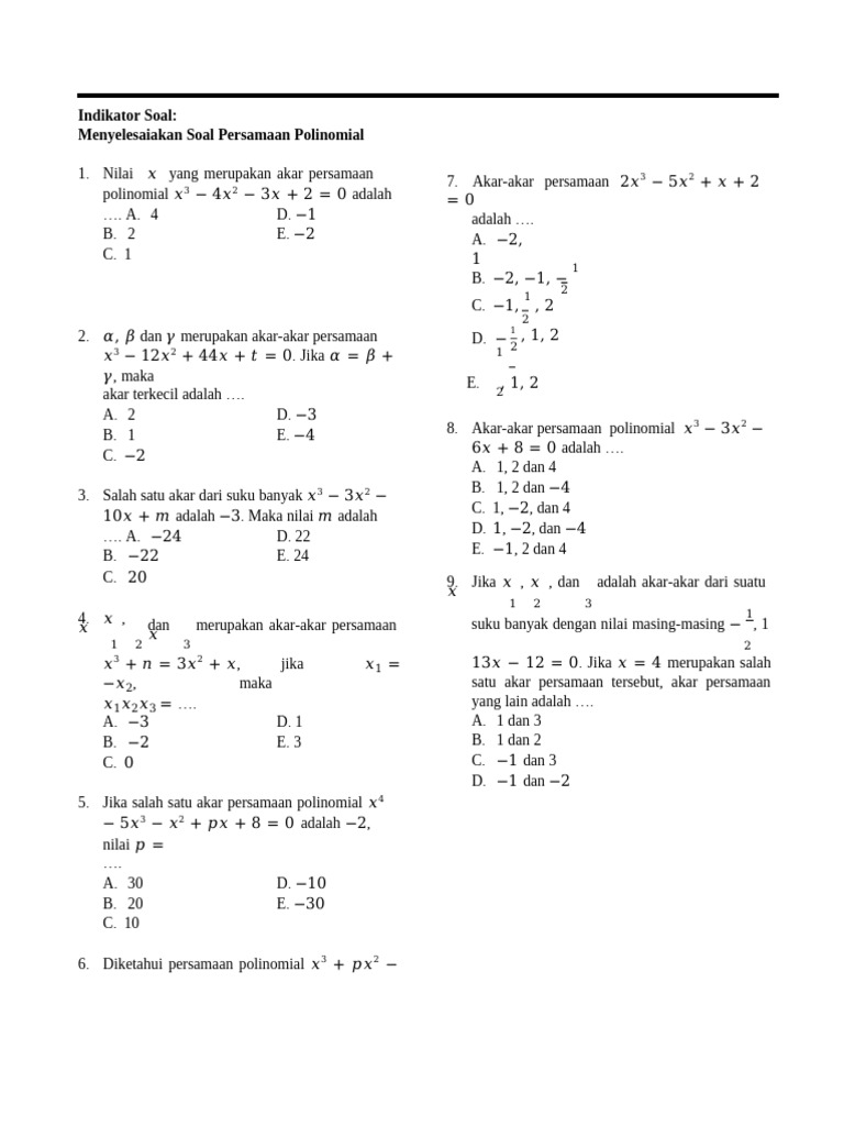 POLINOMIAL-Persamaan Polinomial | PDF