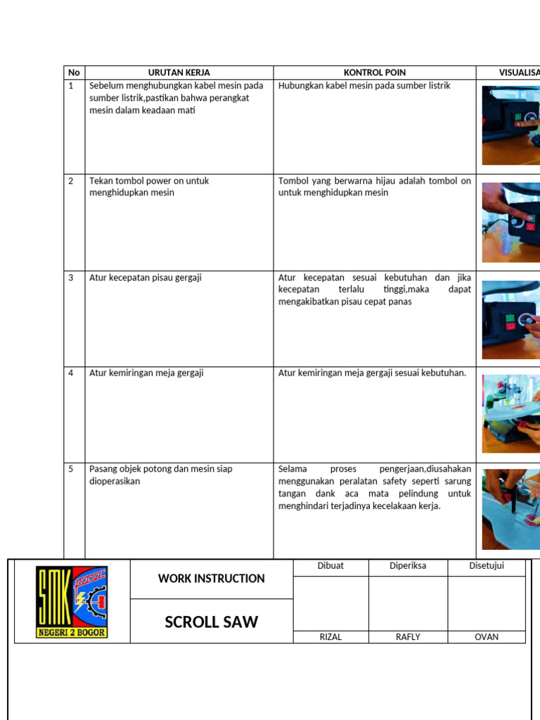 Work Instruction Scroll Saw | PDF