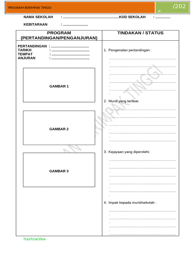Borang Laporan Program Berimpak Tinggi | PDF