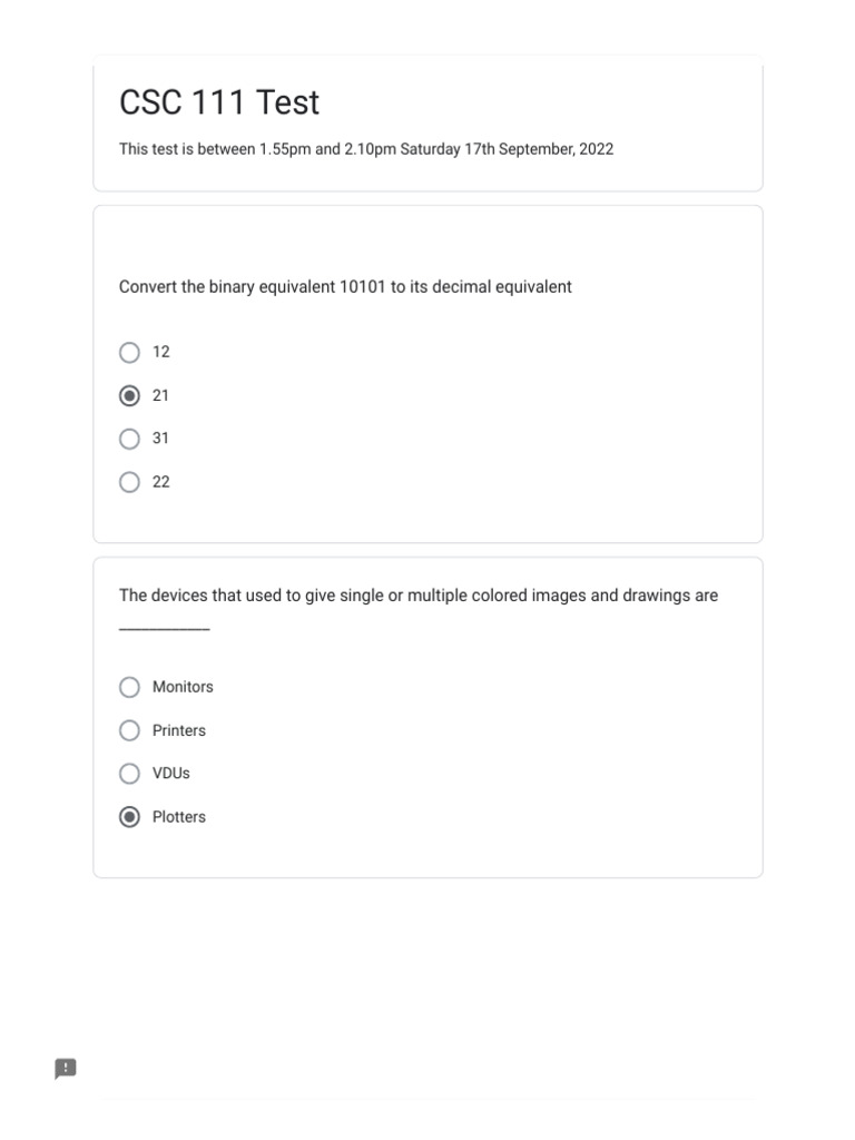 CSC 111 Test | PDF