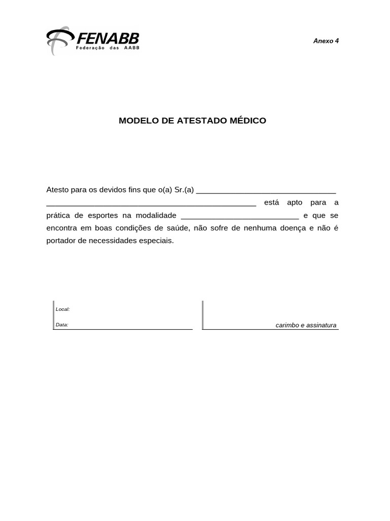 Modelo de Atestado Médico: Anexo 4 | PDF