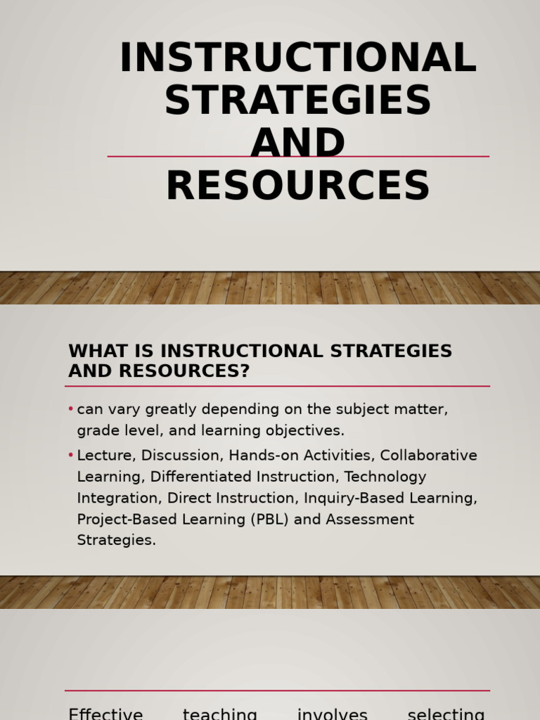 Instructional Strategies and Resources | PDF