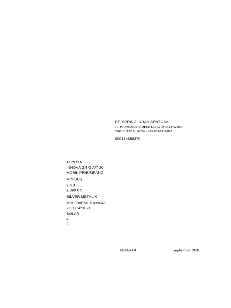 Format STNK Udin Bin Hasan | PDF