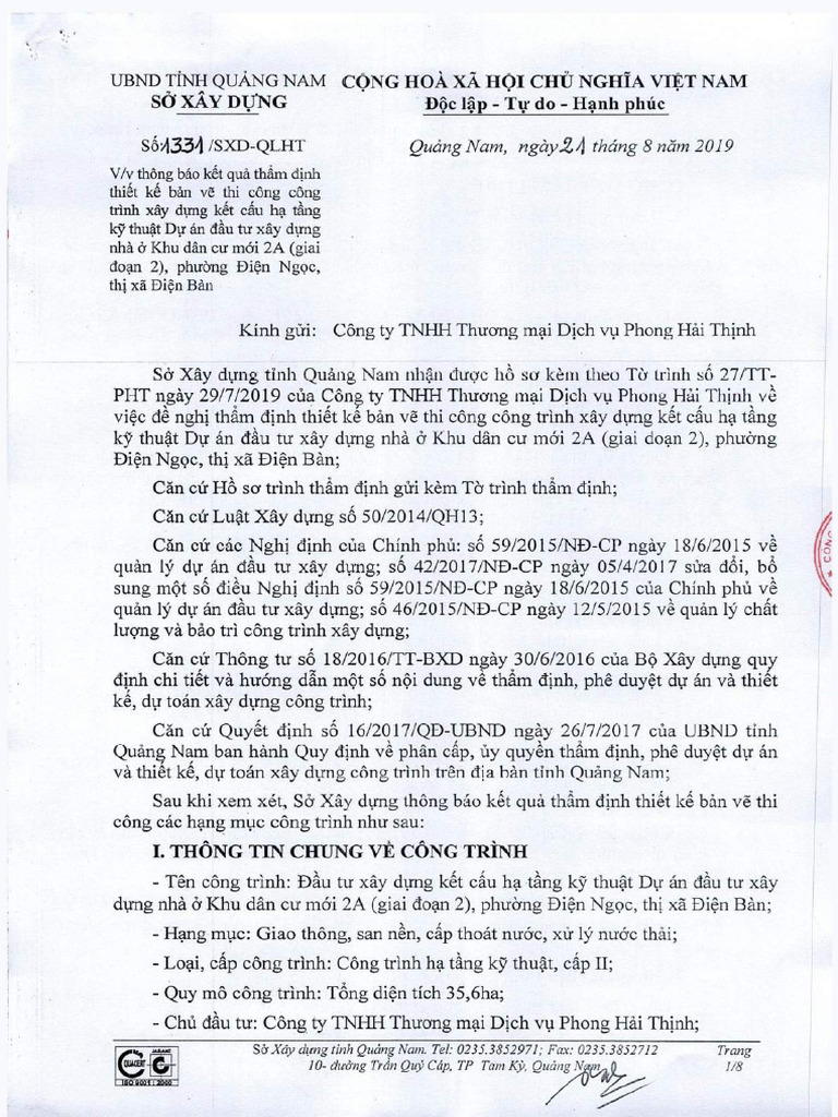 HTKT Khu Dân Cư 2A | PDF