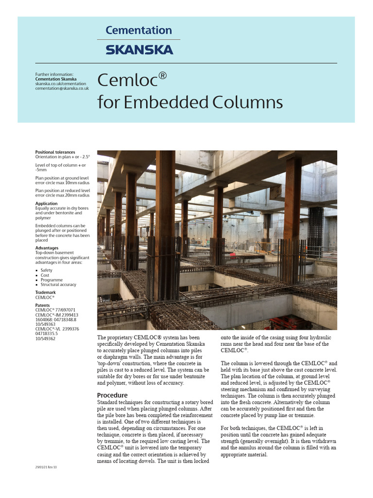 Cemloc For Embedded Columns | PDF