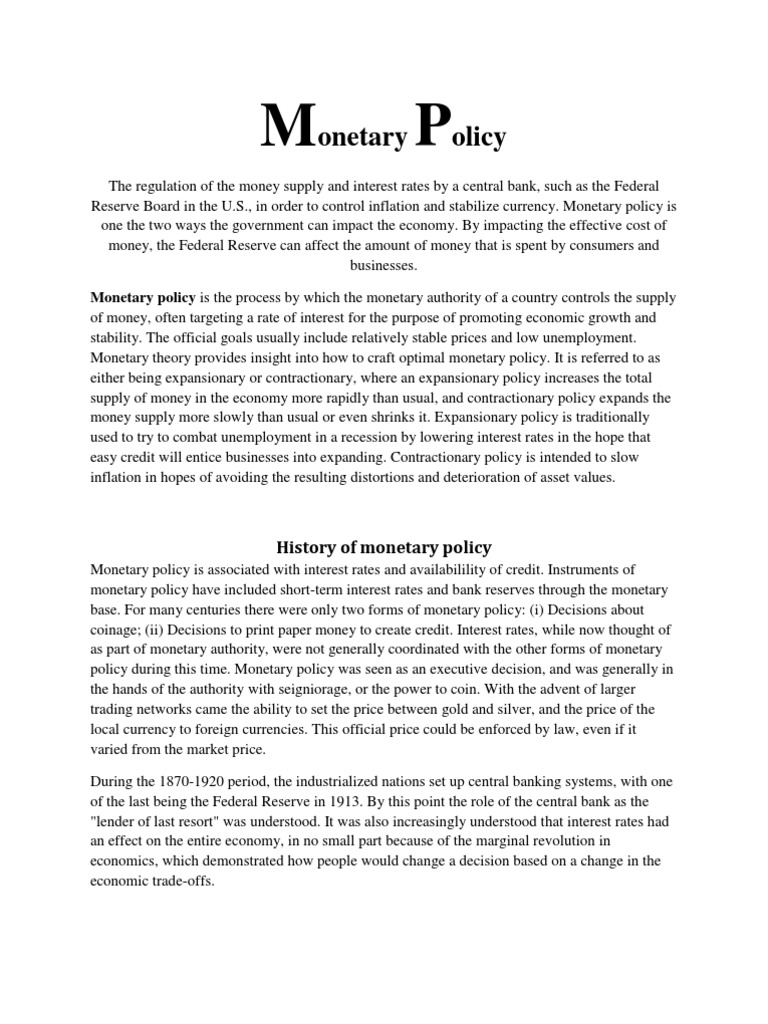 Monetary Policy | PDF | Monetary Policy | Central Banks