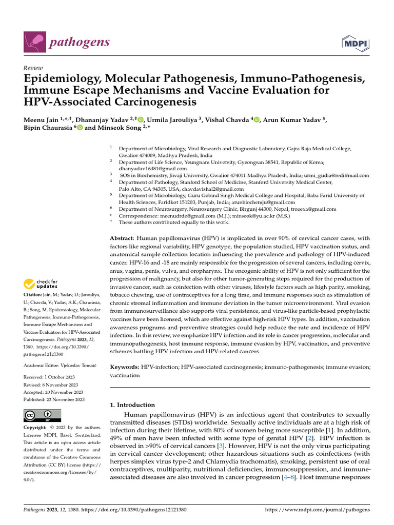 Epidemiology, Molecular Pathogenesis, Immuno-Pathogenesis, Immune Escape Mechanisms and Vaccine ...