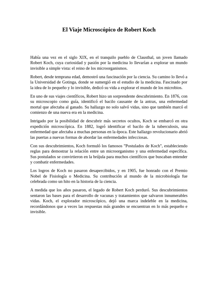 El Viaje Microscópico de Robert Koch | PDF