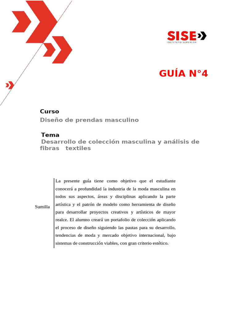 Guía 4 - Desarrollo de Colección Masculina y Análisis de Fibras Textiles | PDF | Textiles | Negocios