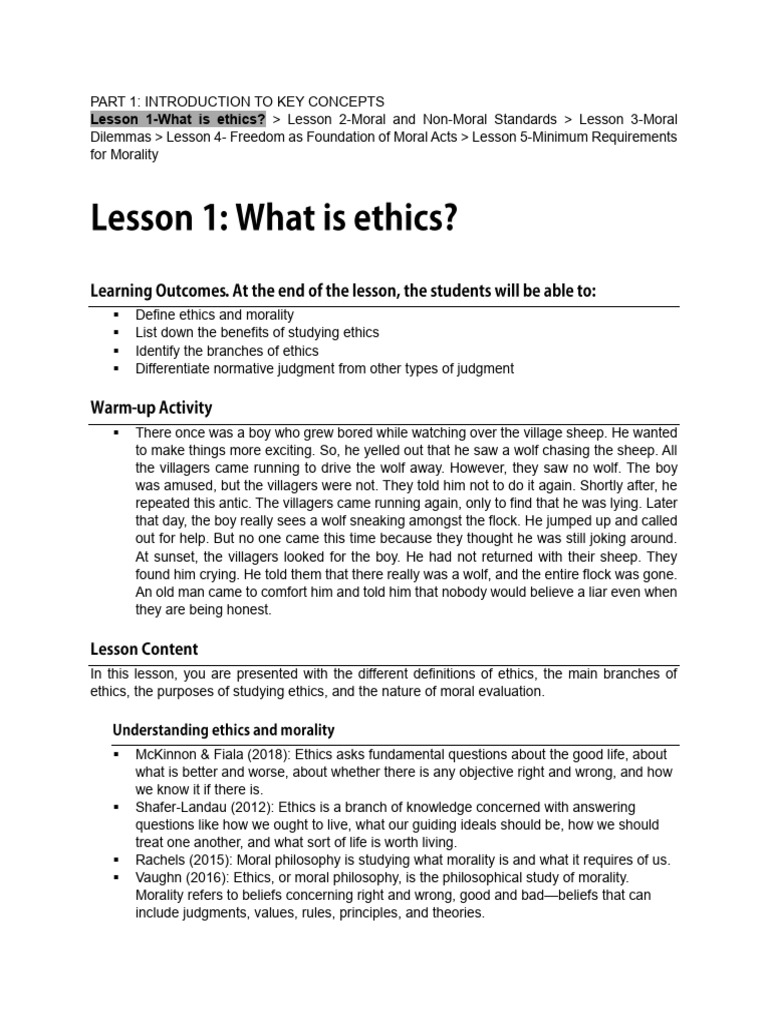 Introduction to Ethics and Morality | PDF | Morality | Liberal Arts ...