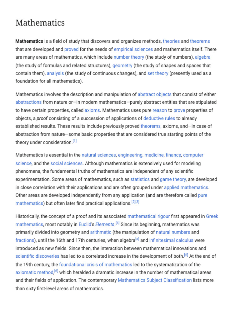 Mathematics - Wikipedia | PDF