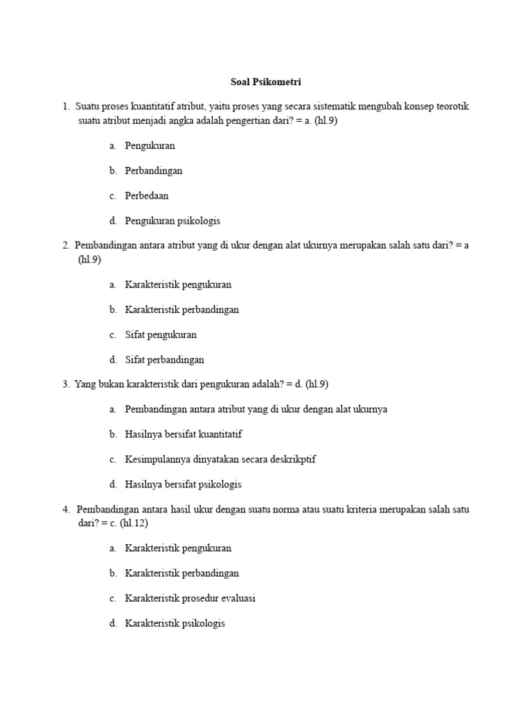 Contoh Soal Psikometri | PDF