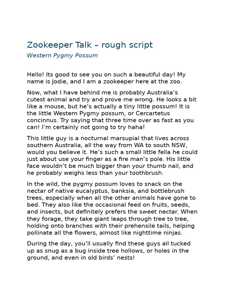 Zoo Keeper Talk | PDF