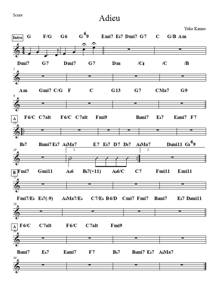 Adieu (Chords Only) | PDF
