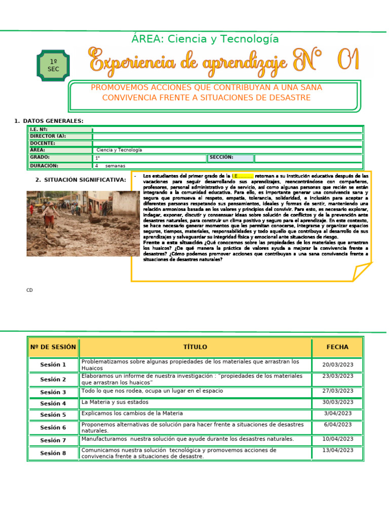 1º EXPERIENCIA DE APRENDIZAJE_EXP.CyT (1) | PDF