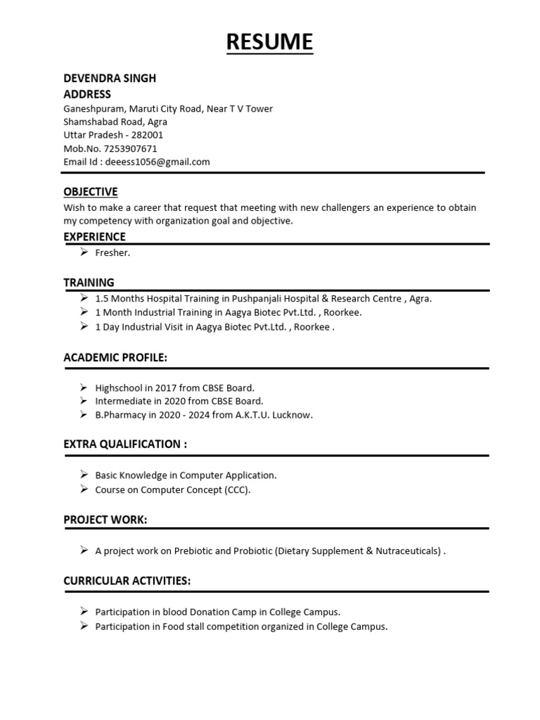 Devendra Singh Resume | PDF | Career & Growth