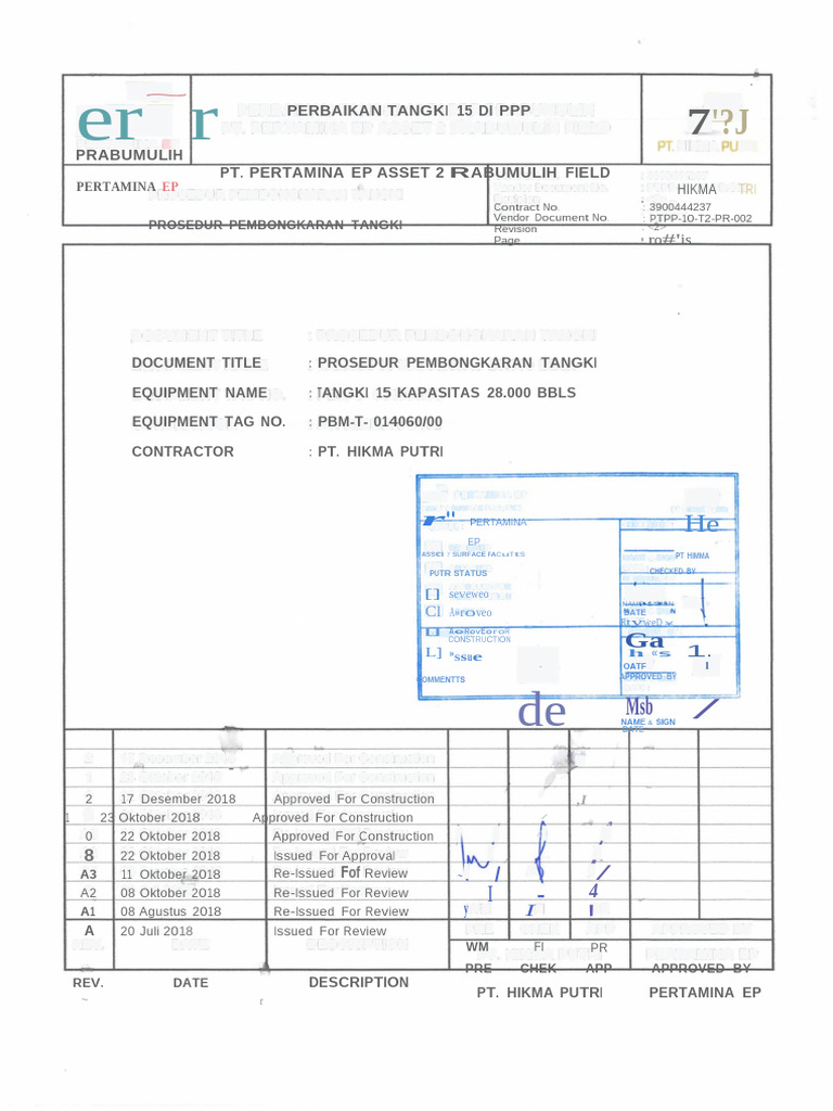 Prosedur Pembongkaran Tangki | PDF