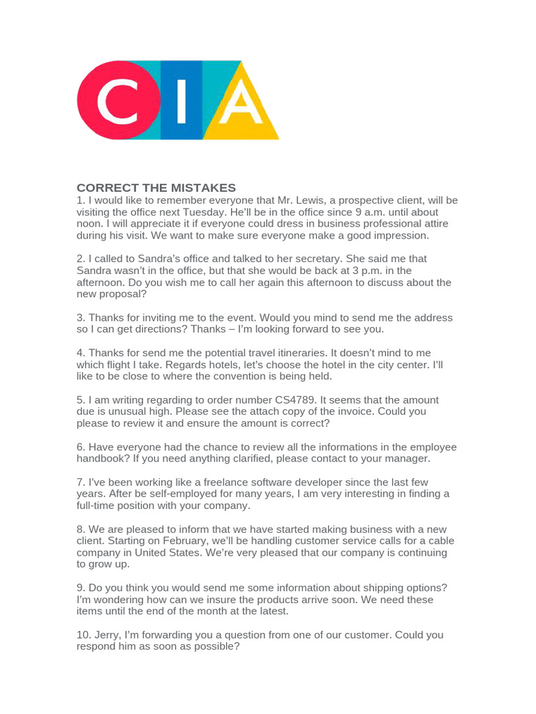 Correct the Mistakes | PDF