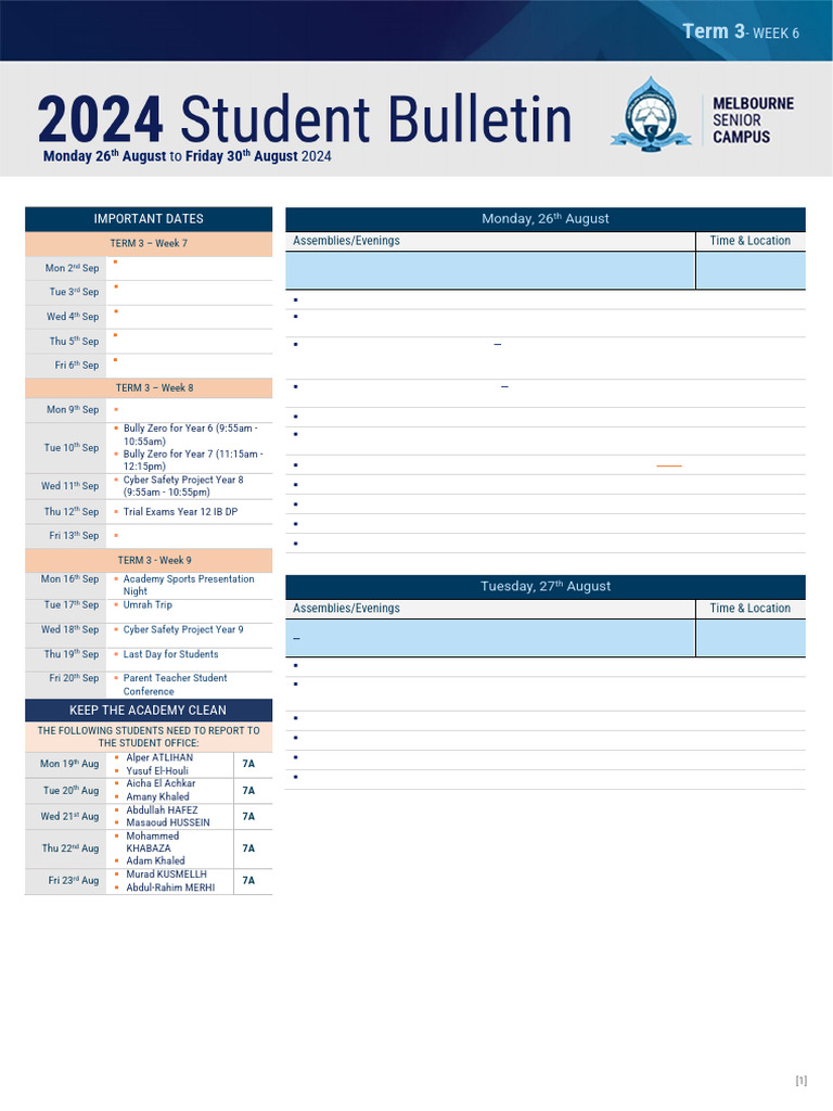 Student Bulletin Term 3 Week 6 2024 | PDF