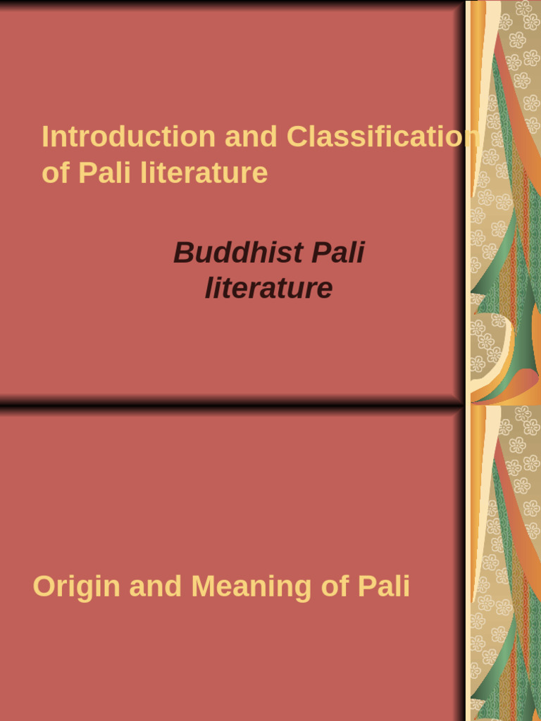 Introduction and Classification of Pali Literature | PDF | Pali ...