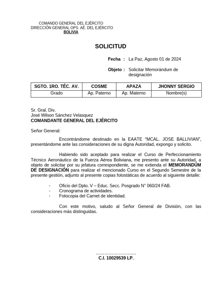 Solicitudes Memorandum | PDF