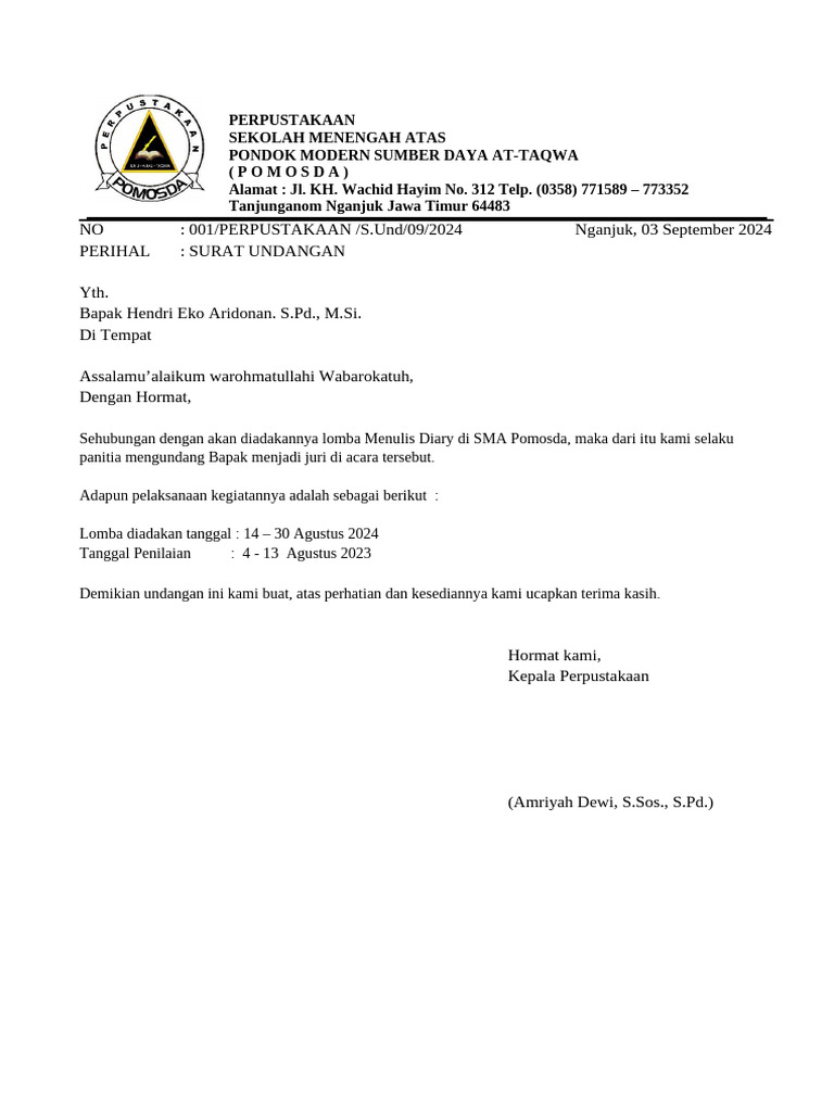 Surat Undangan Juri | PDF