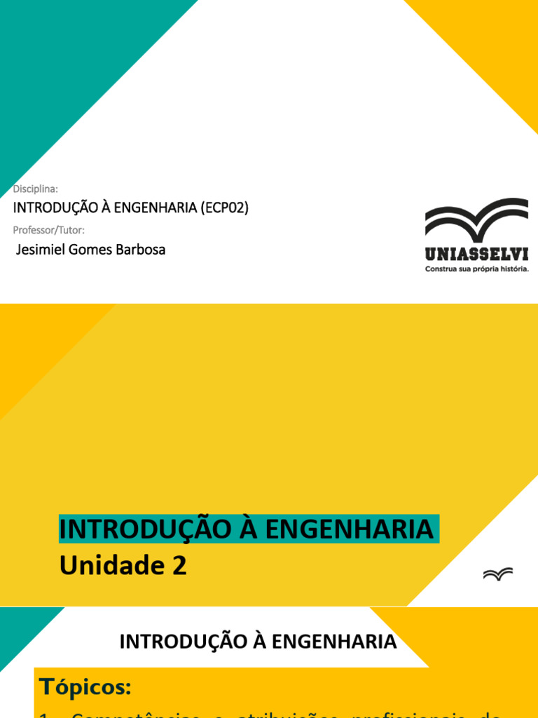 Introdução à Engenharia Aula 02 Pdf