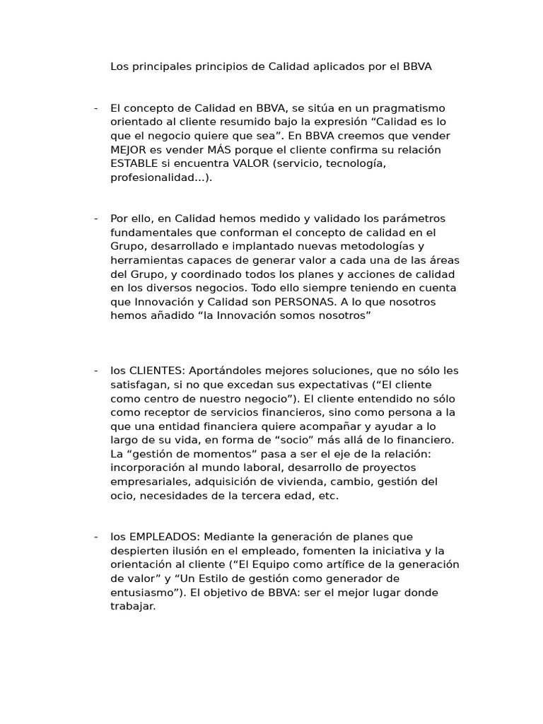 Calidad BBVA | PDF