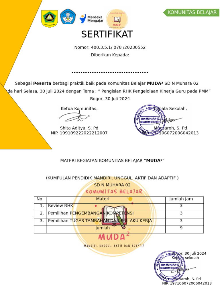 Sertifikat Kombel 2 | PDF