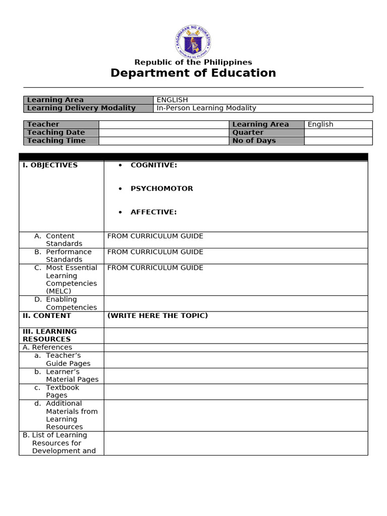 4as Lesson Plan - Template | PDF