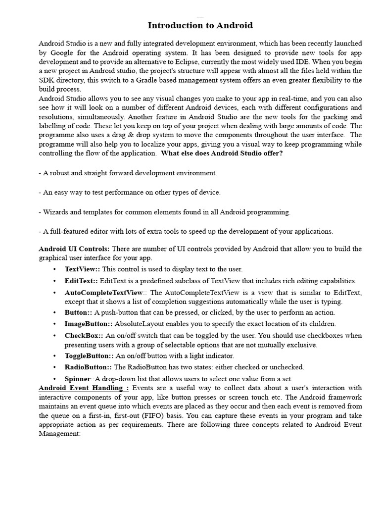 Introduction To Android | PDF