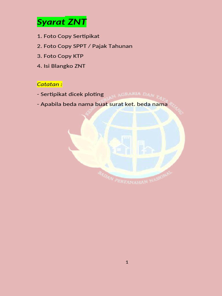 Persyaratan Dokumen BPN | PDF