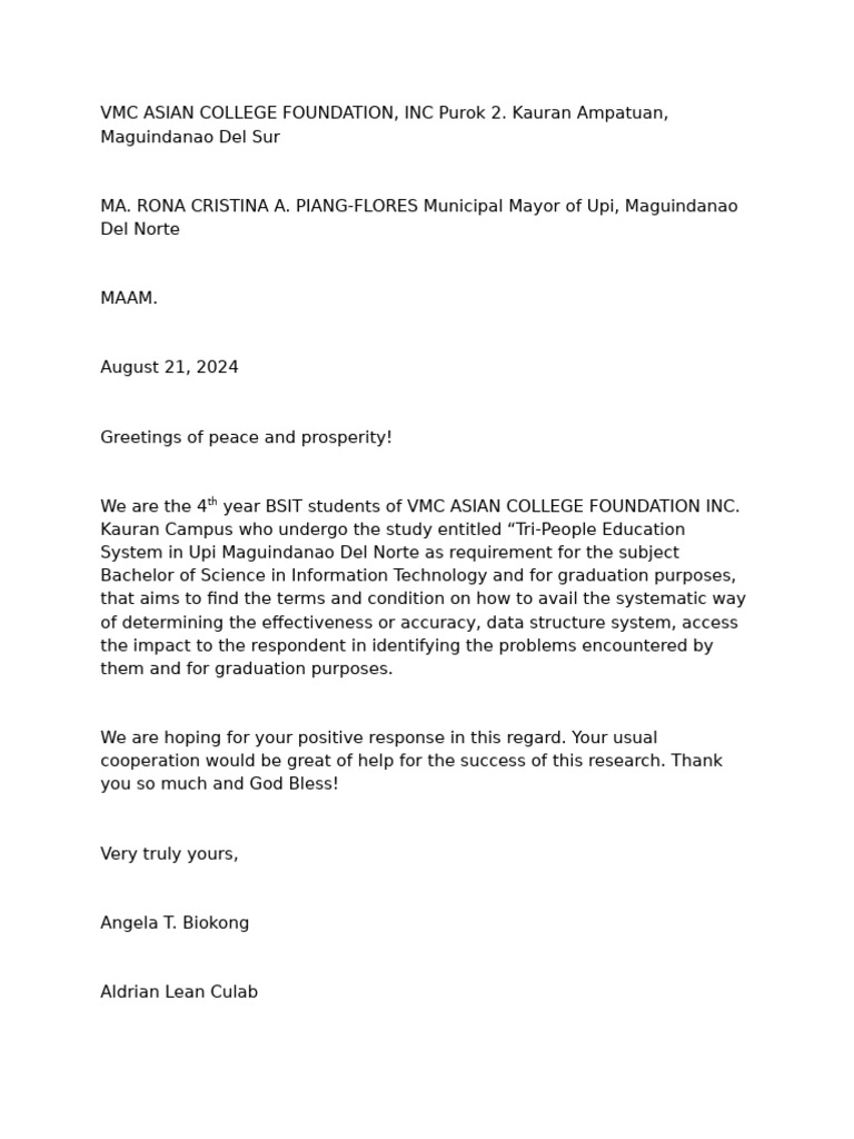 Letter For Conducting of Thesis | PDF | Academic Degree | Titles