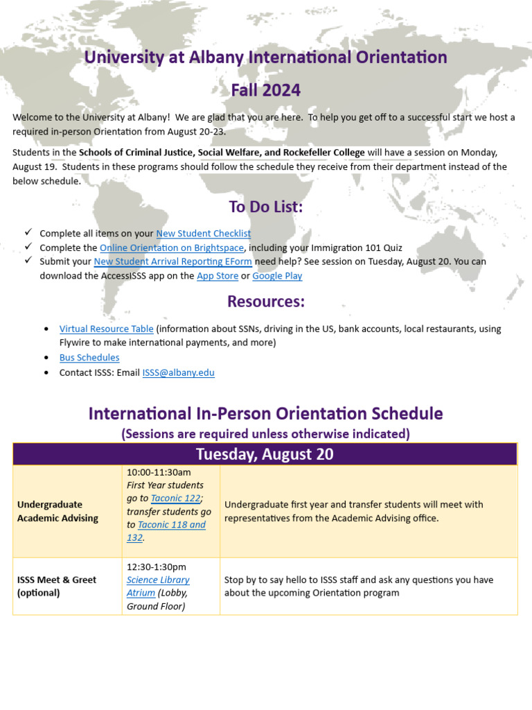 International Orientation Schedule | PDF